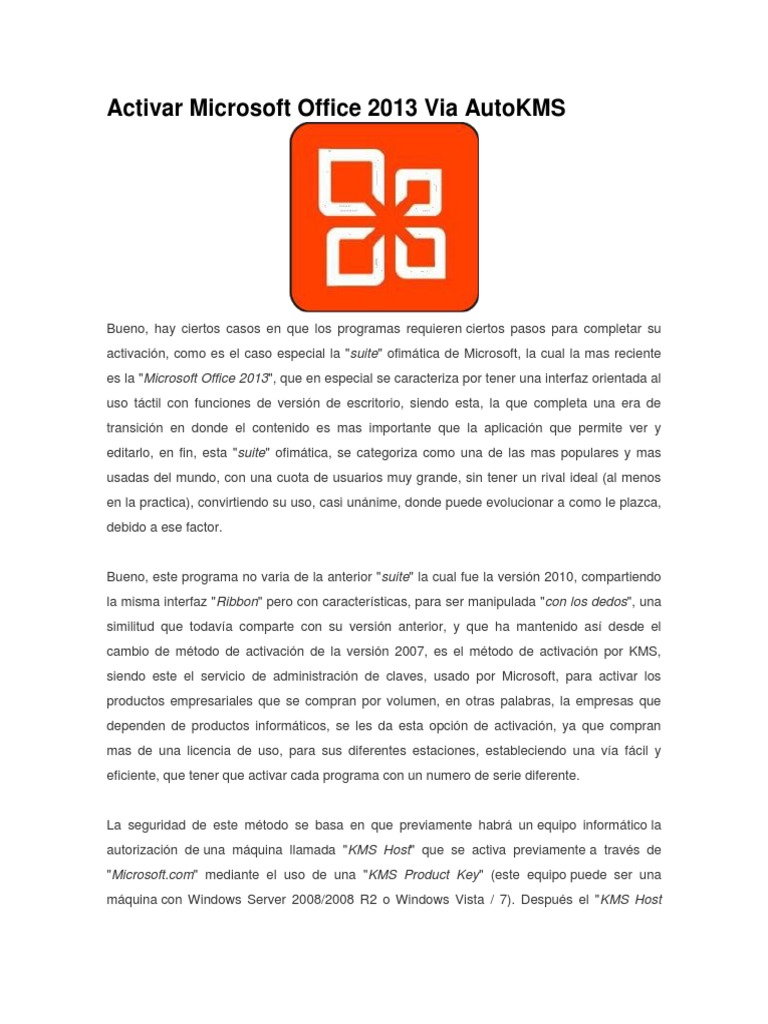 Activar Microsoft Office 2013 Via AutoKMS | PDF | Microsoft | Microsoft ...