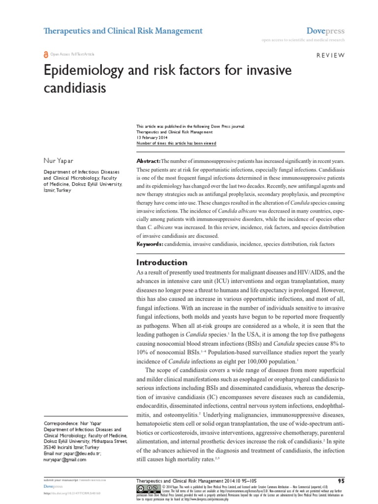 Epidemiology and Risk Factors For Invasive Candidiasis | PDF | Candida ...