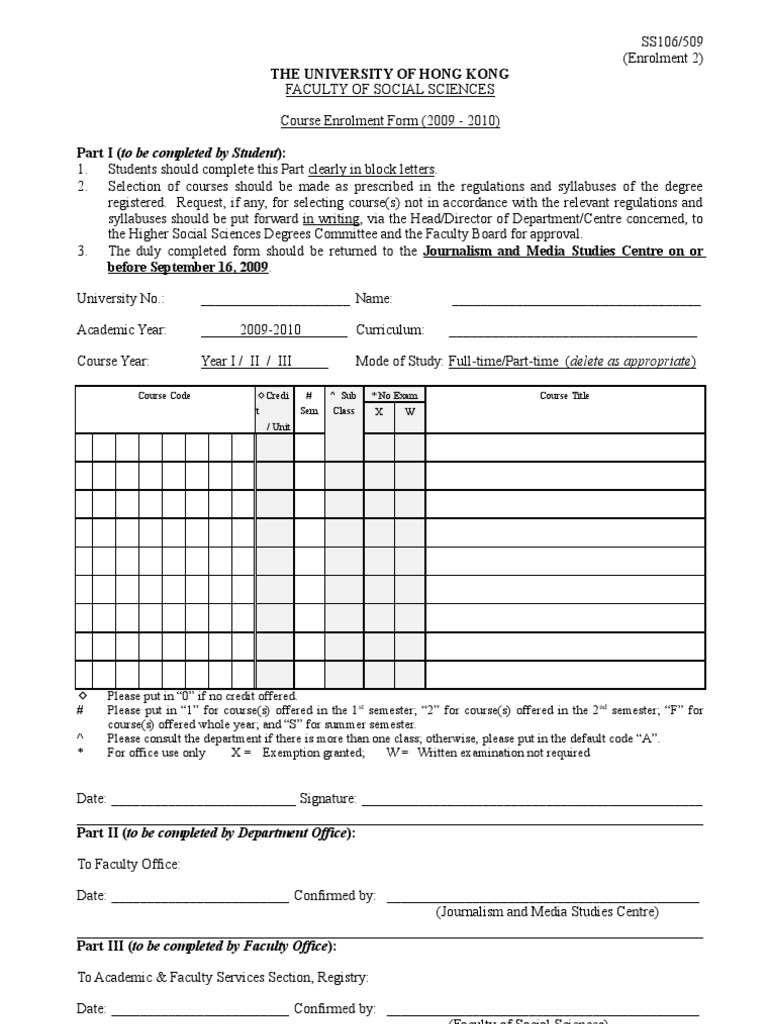 MAPs Enrolment Form - Online/Video - Jan2010 | PDF | Academic Term ...
