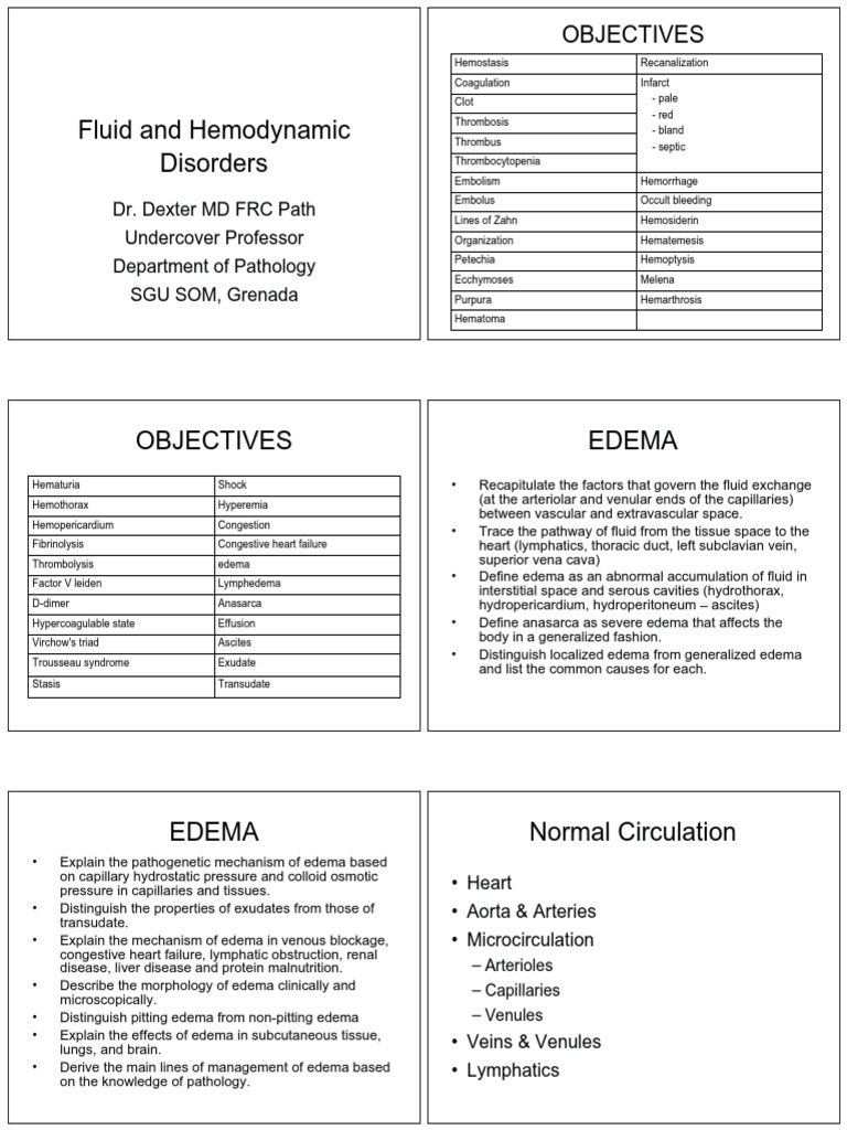 Fluid and Hemodynamic Disorders | PDF | Thrombosis | Edema
