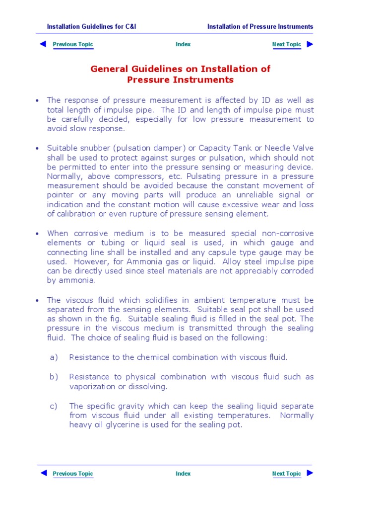 Guidelines for the Proper Installation of Pressure Instruments to ...
