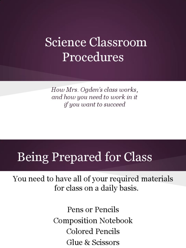 Science Classroom Procedures | PDF | Classroom | Homework