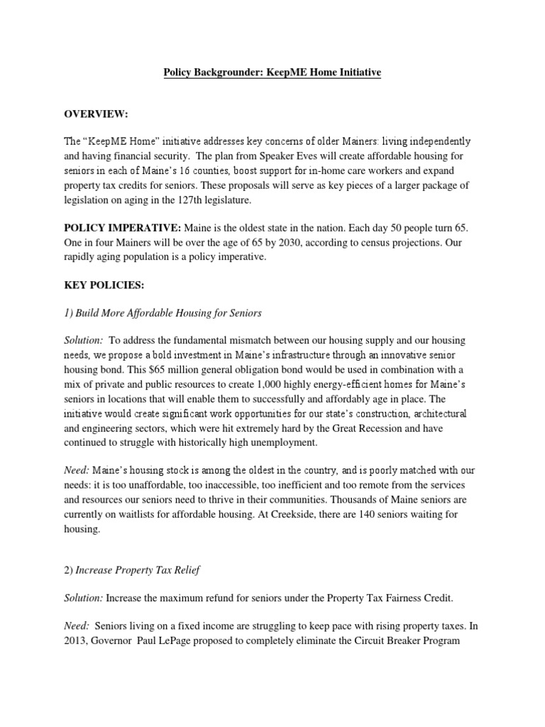 Keep Me Home Initiative | PDF | Affordable Housing | Taxes