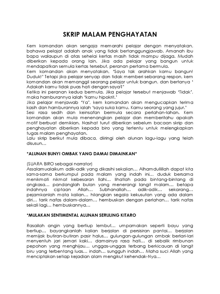 Skrip Malam Penghayatan 2 | PDF