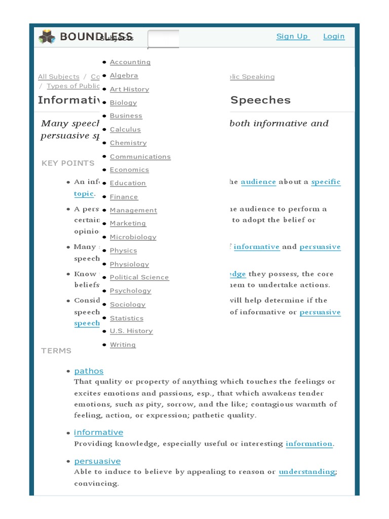 Informative Versus Persuasive Speeches - Types of Public Speeches | PDF ...