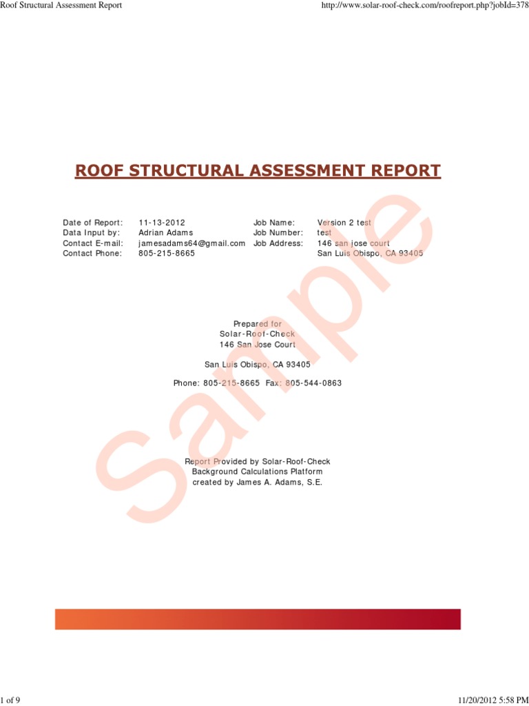 Roof Structural Assessment Report for Solar Panel Installation at 146 ...