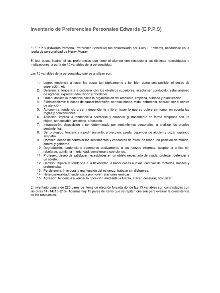 Instructivo Test de Edwards | PDF