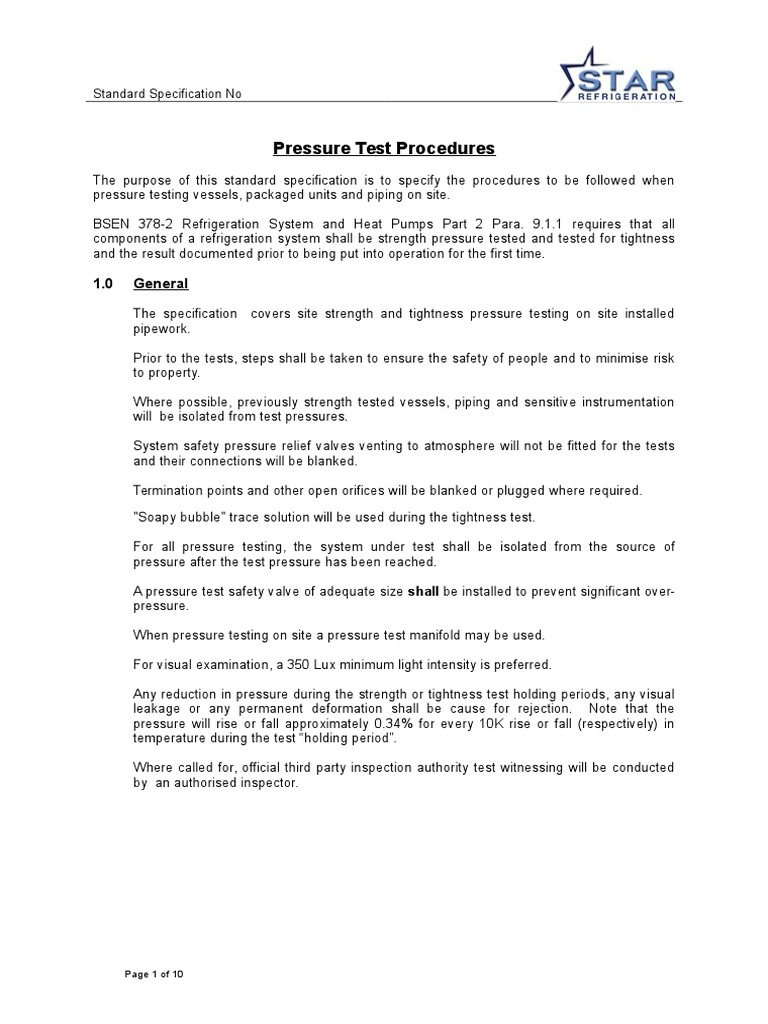 Pressure Test Procedure | Download Free PDF | Valve | Hydraulic Engineering