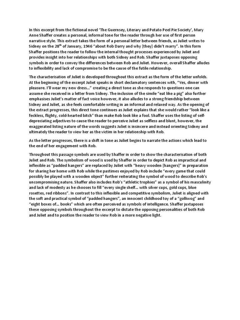 Prose Commentary On The Guernsey, Literary and Potato Peel Pie Society ...