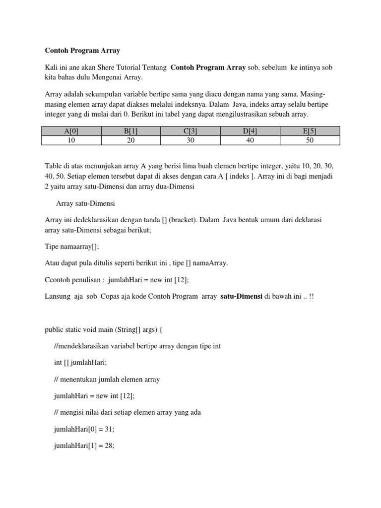 Contoh Program Array | PDF