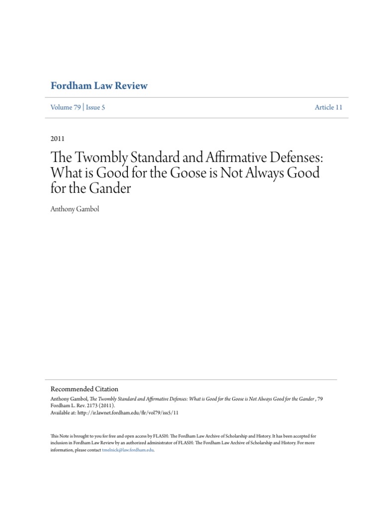 Affirmative Defenses - Striking Per Twombly Standard | PDF | Ashcroft V ...