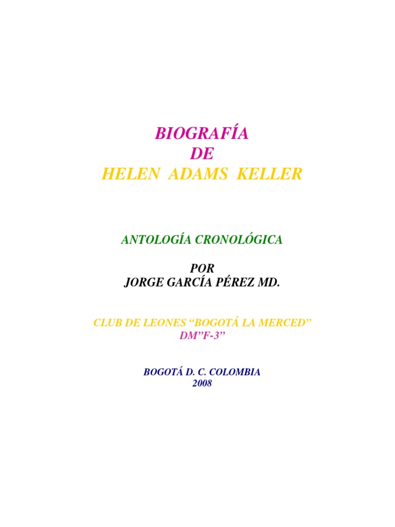 Helen Keller Biografia | PDF | Bienestar | Medicina