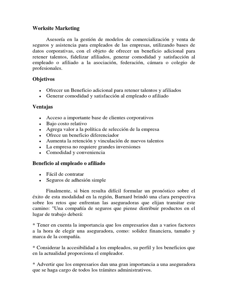 Worksite Marketing | PDF