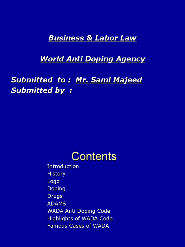 WADA Presentation Final | PDF | Doping In Sport | Sports
