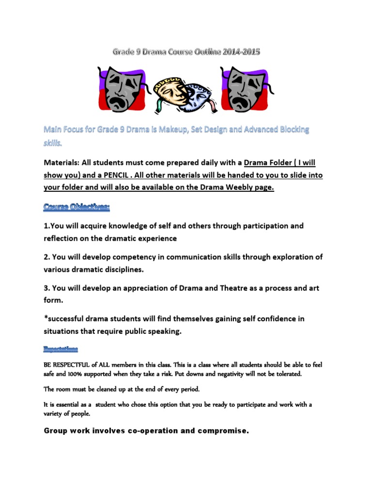 Grade 9 Drama Course Outline 2014 | PDF | Improvisational Theatre | Theatre