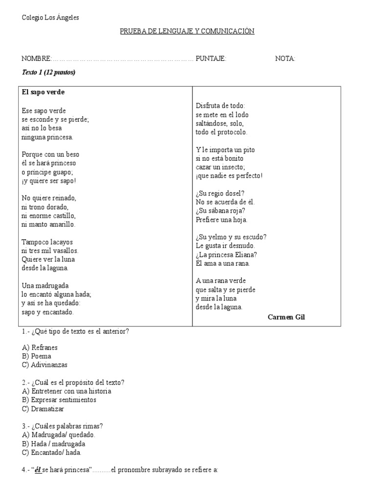 Prueba Poesia | PDF | Poesía | Lingüística