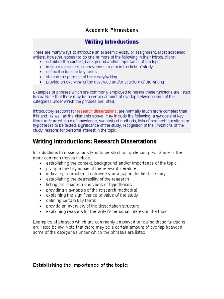 Academic Phrasebank For Thesis Writing | PDF | Thesis | Essays