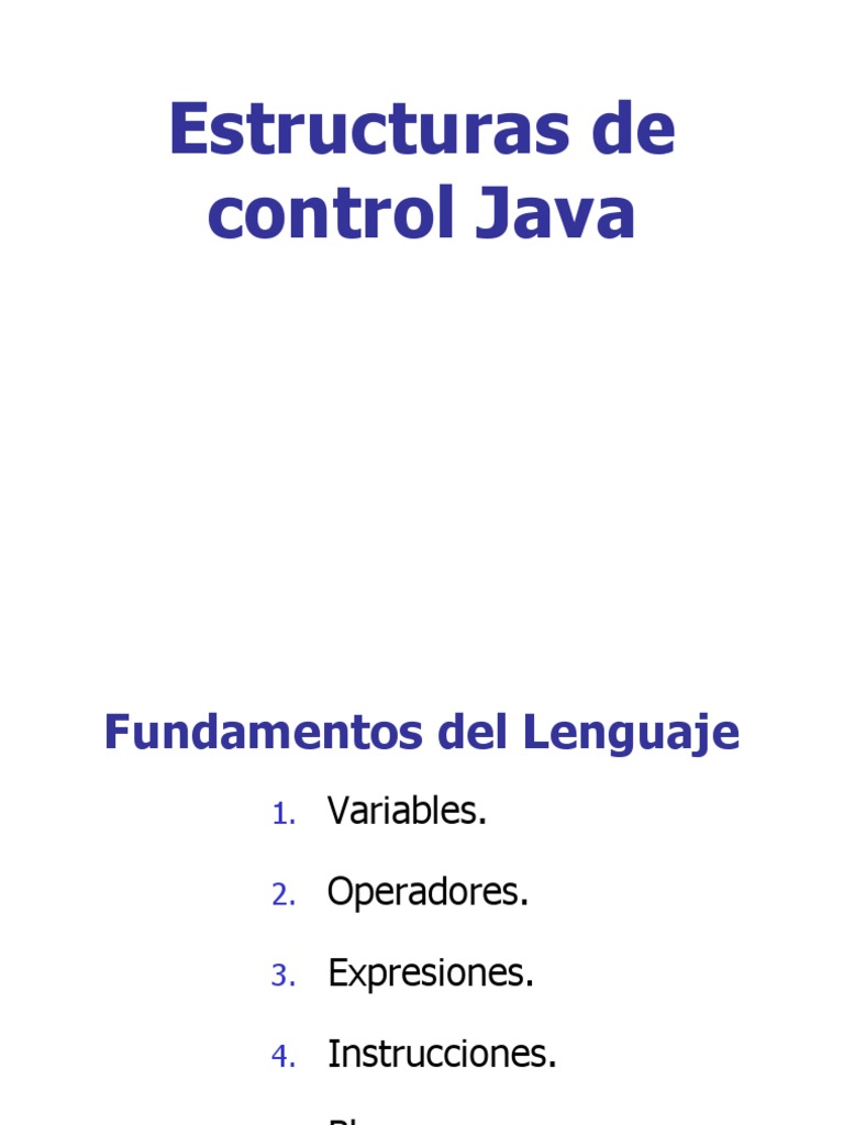 Estructuras Control Java Por Gio | PDF | Lenguaje de programación | Java (lenguaje de programación)