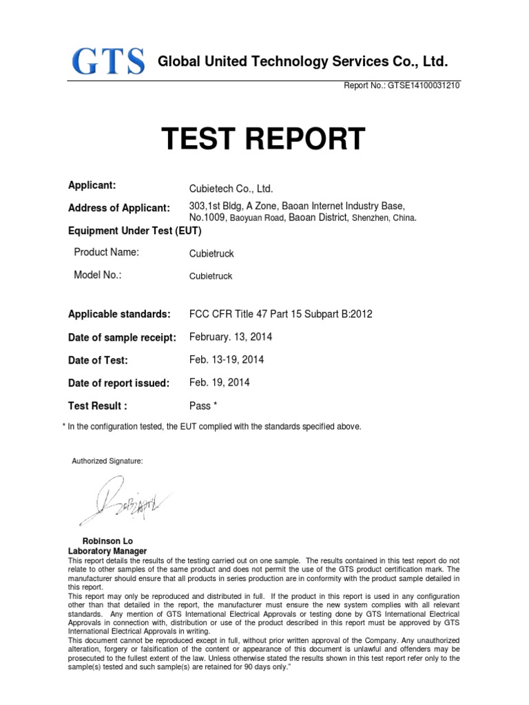 FCC Test Report For Cubietruck | PDF | Antenna (Radio ...
