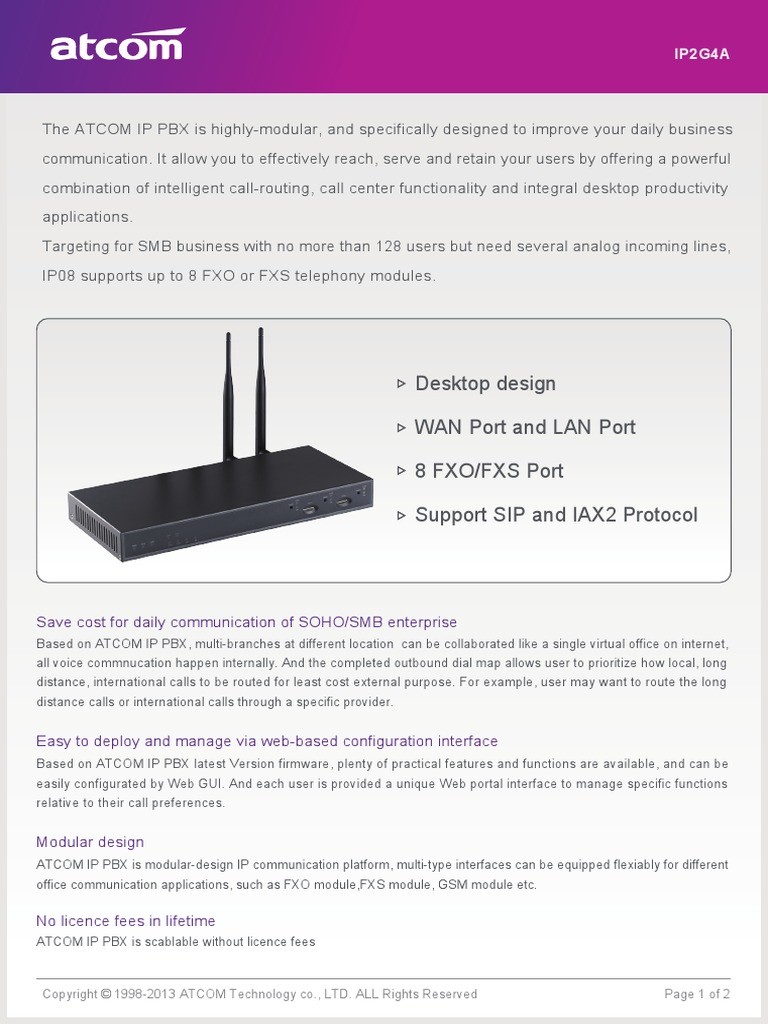 ATCOM IP2G4A IP PBX Appliance Datasheet | Download Free PDF | Graphical ...