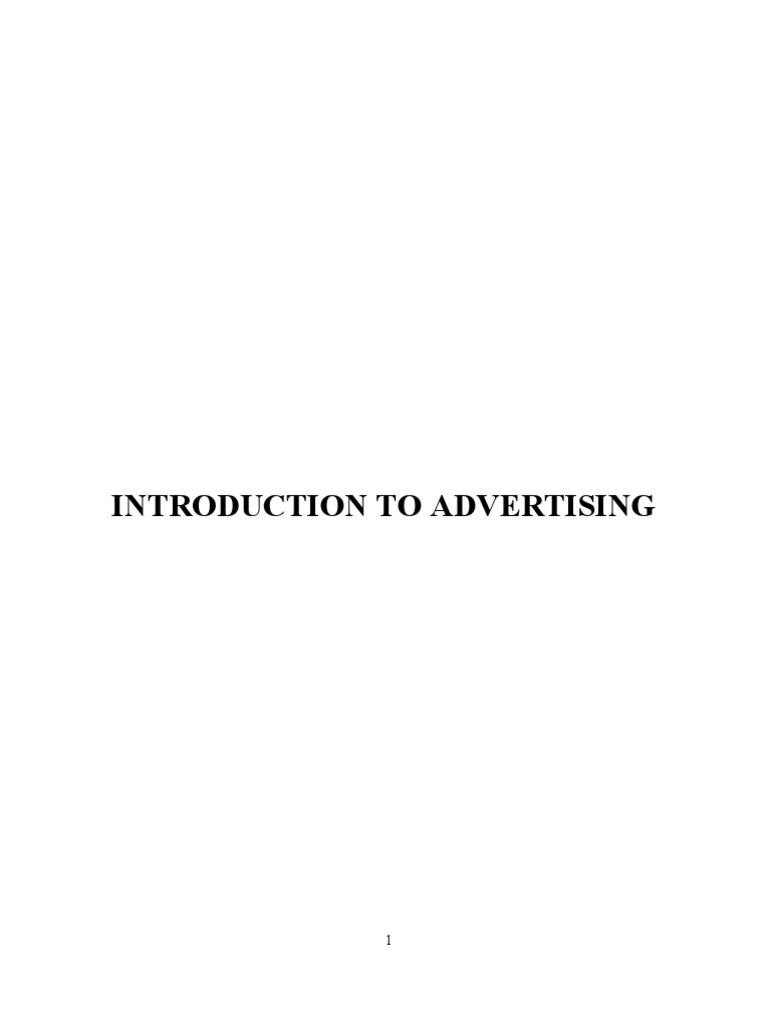 Introduction To Advertising | PDF | Propaganda | Advertising