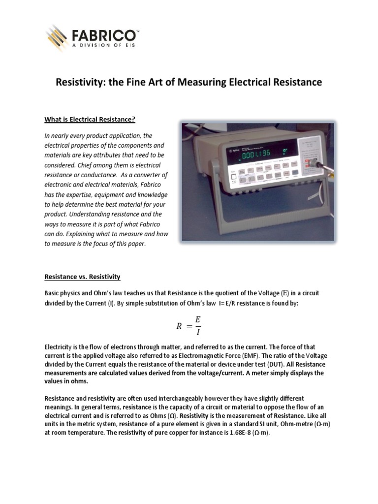 Understanding Electrical Resistivity | PDF | Electrical Resistance And ...