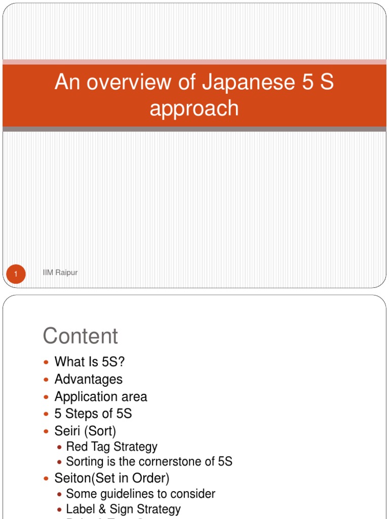 Overview of Japanese 5S Methodology | PDF | Industries | Production And ...