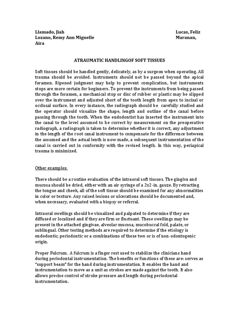 Atraumatic Handlingof Soft Tissues | PDF | Periodontology | Dentistry