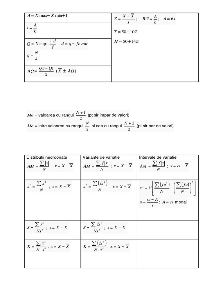Formule Statistica | PDF