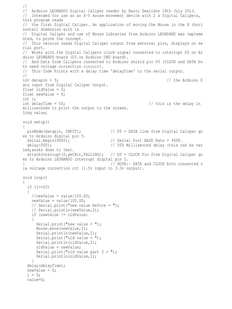 Arduino Caliper Mouse Integration | PDF | Arduino | Bit