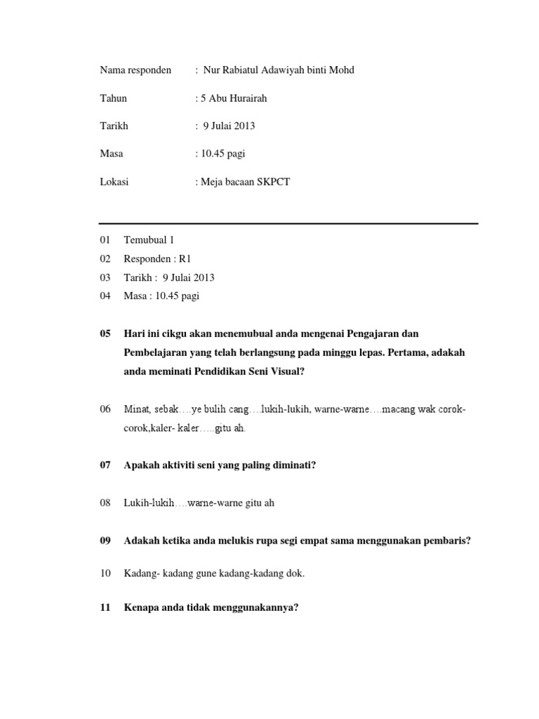 Transkrip Temubual | PDF