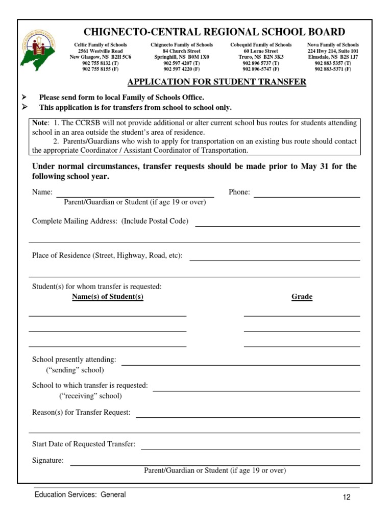 Student Transfer Application Form | PDF | Government | Transport