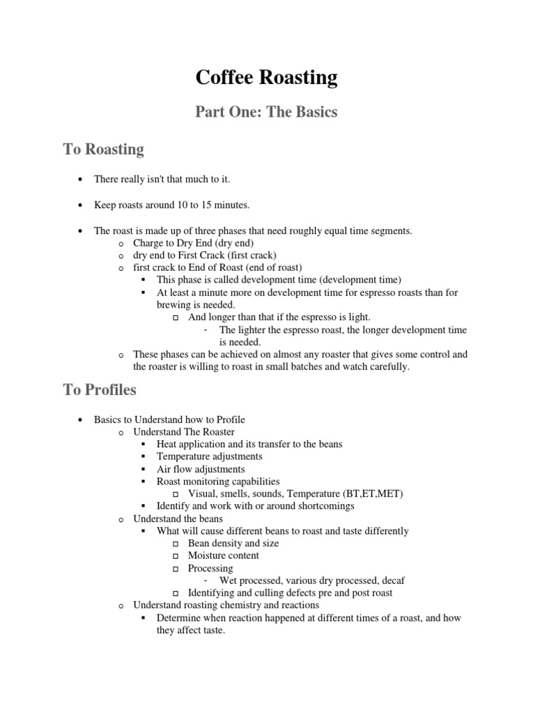 Coffee Roasting Basics and Techniques | PDF | Food And Drink ...