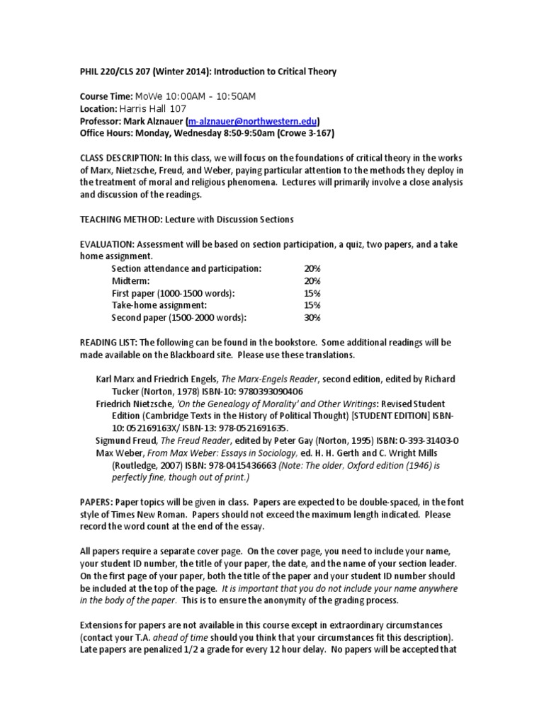 Introduction To Critical Theory | PDF | Max Weber | Sigmund Freud