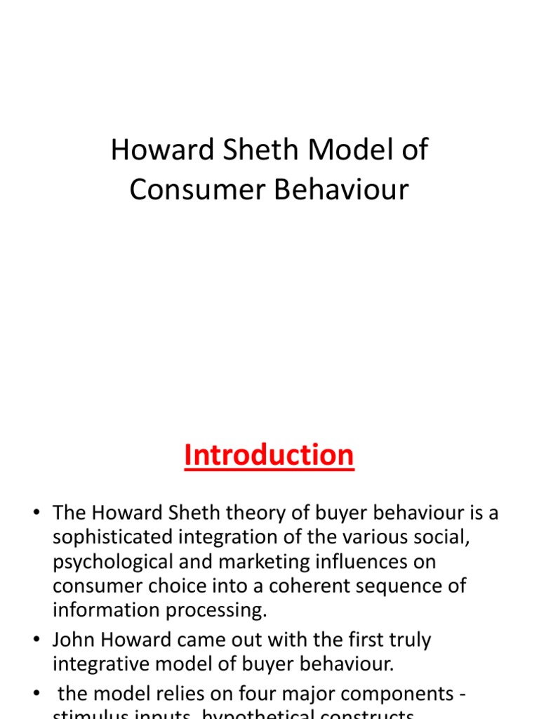 Howard Sheth Model of Consumer Behaviour | Consumer Behaviour | Behavior