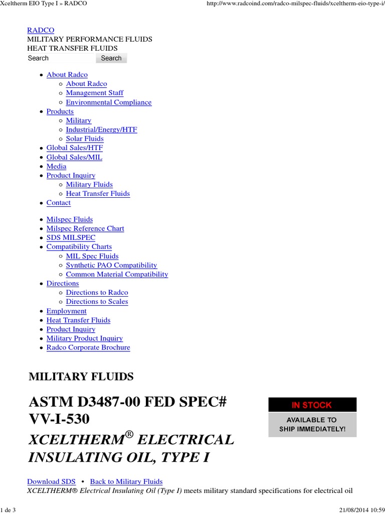 Xceltherm EIO Type I RADCO | PDF | Electrical Breakdown | Heat Transfer