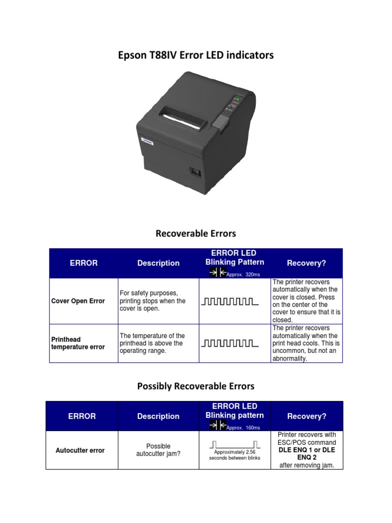 Epson T88IV Error LED Guide | PDF | Technology & Engineering