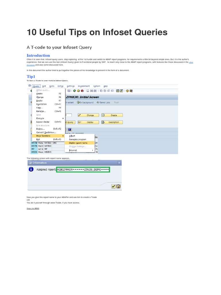 10 Useful Tips On Infoset Queries | PDF | Computing | Software