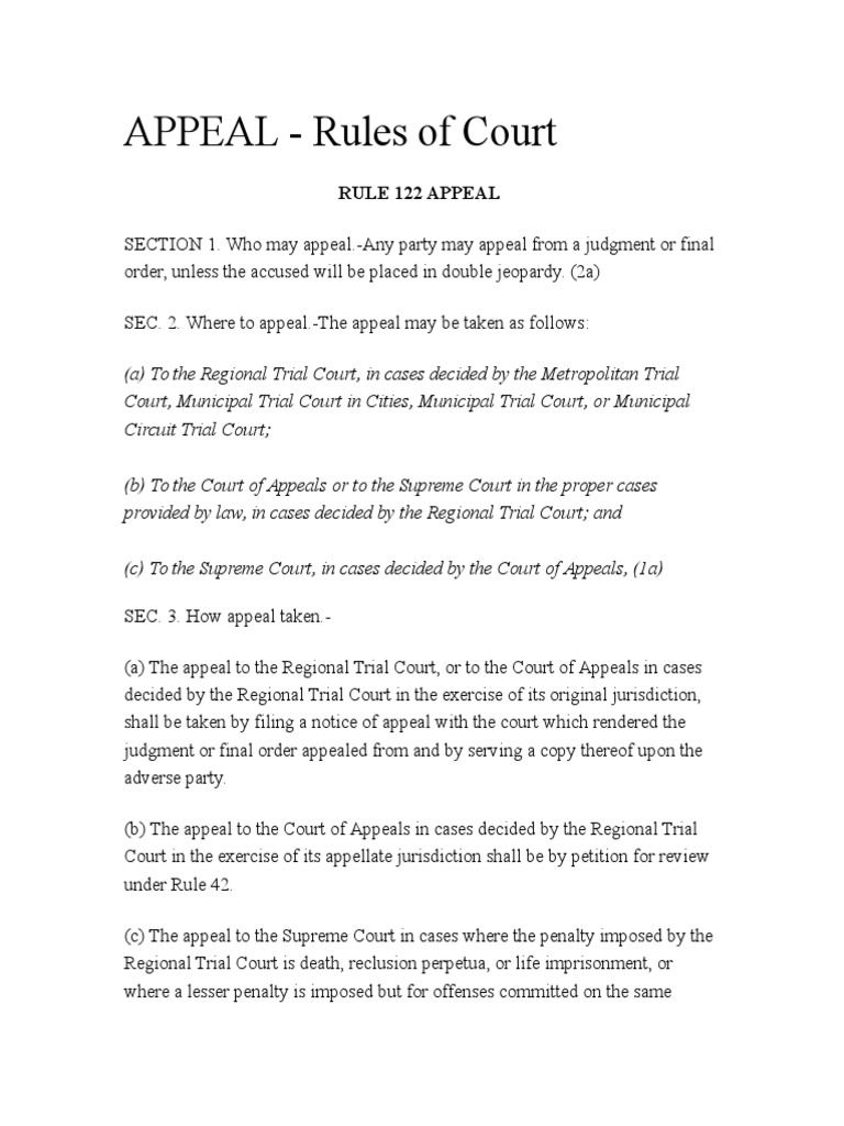 APPEAL - Rules of Court | PDF | Brief (Law) | Court Of Appeal Of Singapore