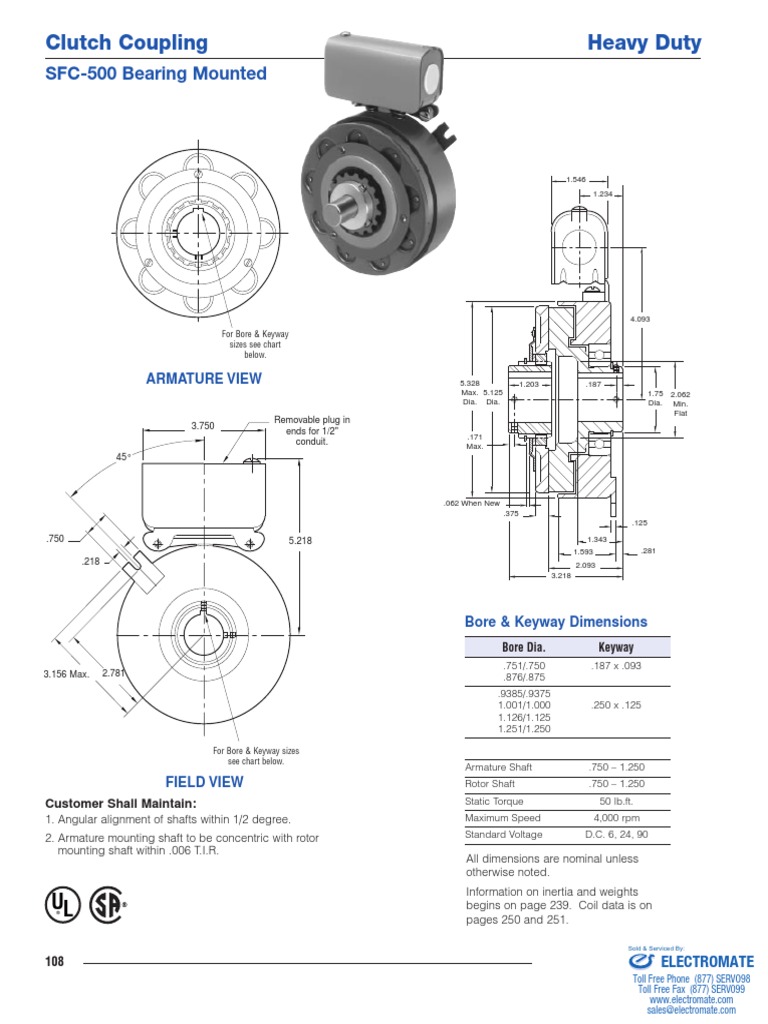 Clutch Coupling Heavy Duty: SFC-500 Bearing Mounted | PDF | Volt | Clutch