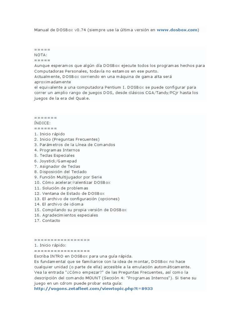 Guía de Uso de DOSBox v0.74 | PDF | CD ROM | Archivo de computadora