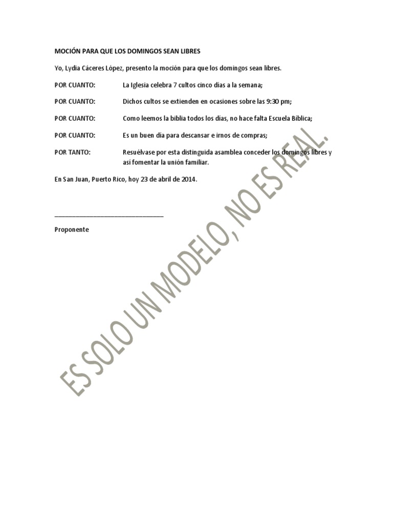 Ejemplo de Moción | PDF | Textos Religiosos | Religión y creencia