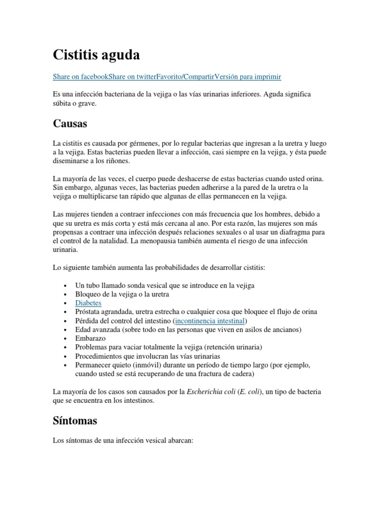 Cistitis Aguda: Causas y Síntomas | PDF | Vejiga urinaria | Infección ...