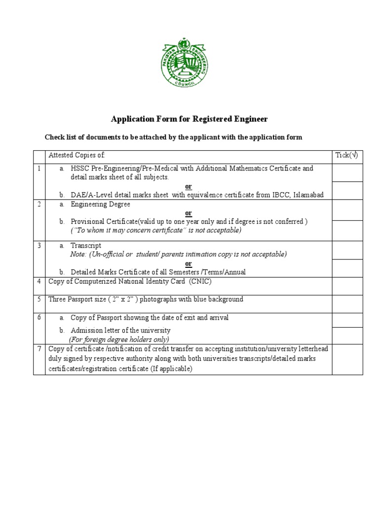 Engr Reg Form 1A | PDF