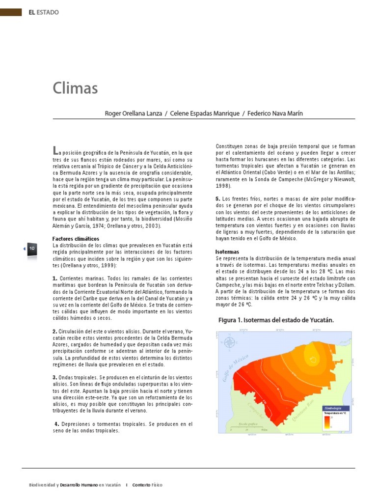 Climas de la Península de Yucatán | PDF | Velocidad del viento | Clima