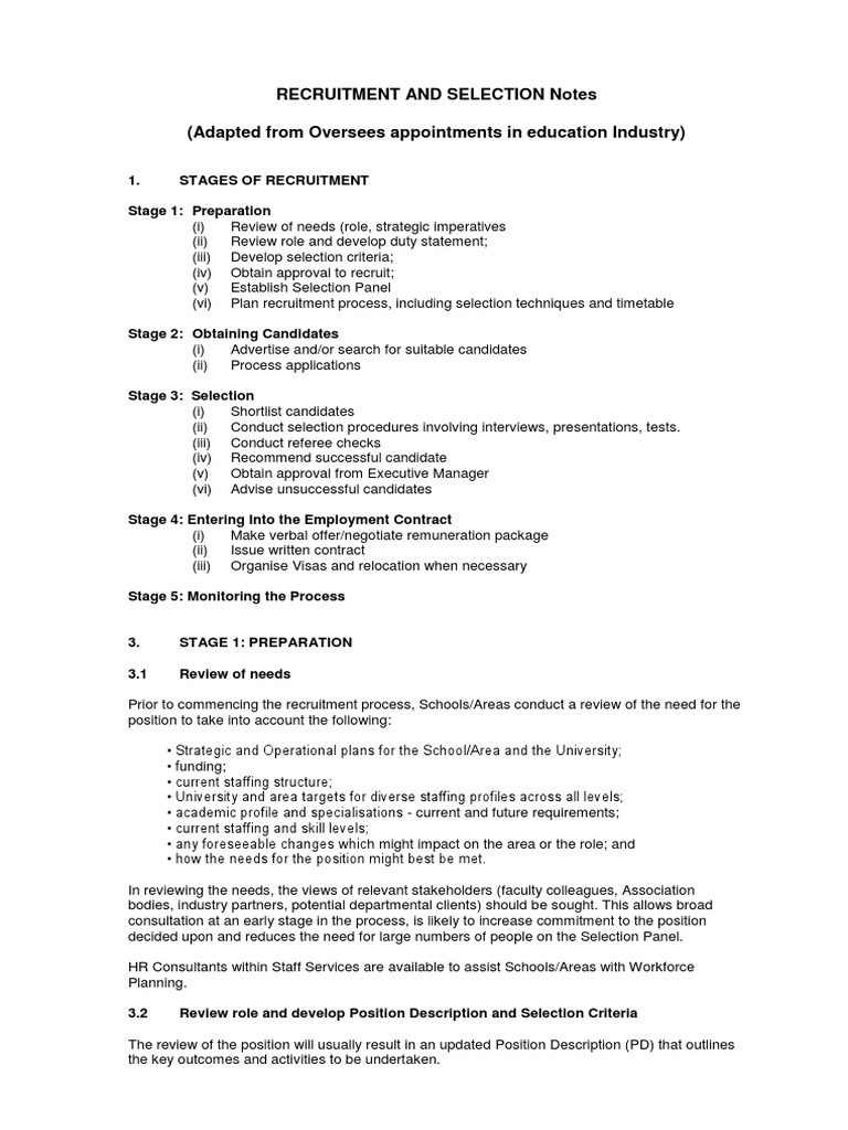 Recruitment and Selection Process Guide | PDF | Recruitment | Employment