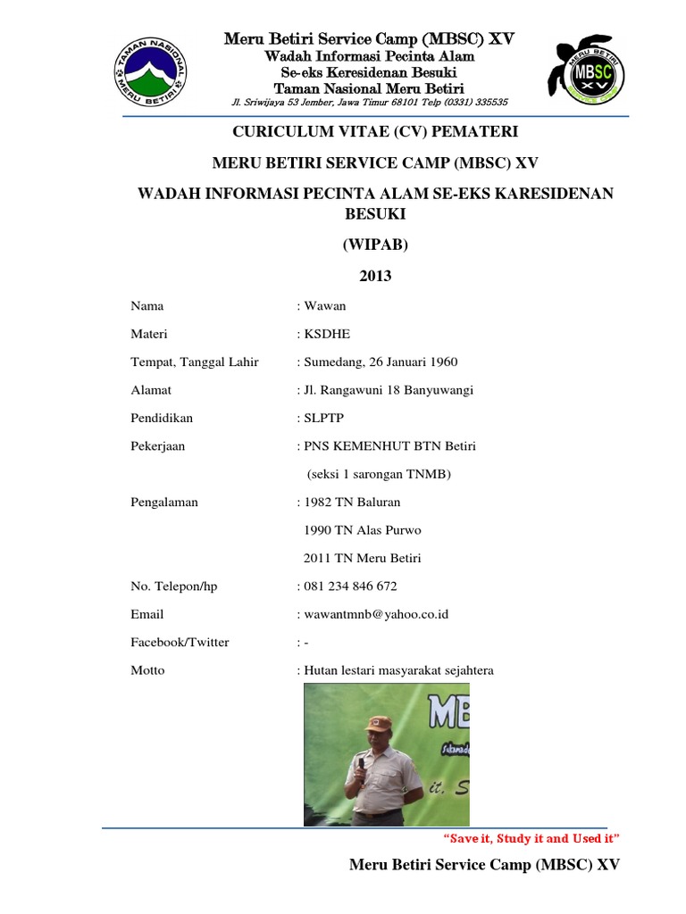 CV Pemateri, Biodata Panitia Dan Peserta MBSC | PDF | Kesehatan Holistik