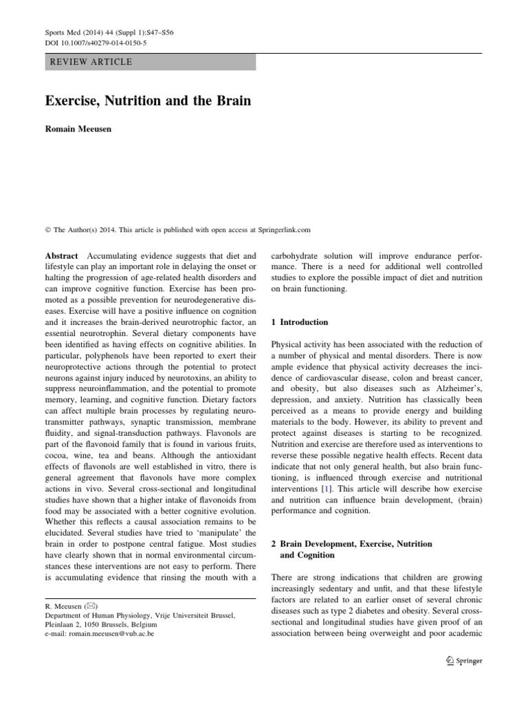 Exercise, Nutrition and The Brain | PDF | Wellness | Science & Mathematics