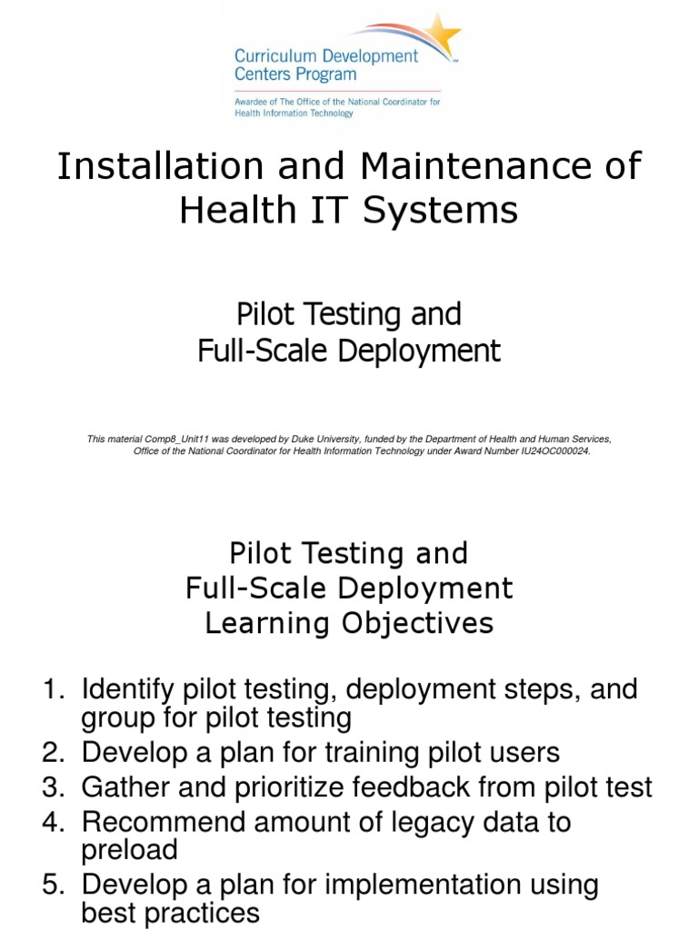 08 - Installation and Maintenance of Health IT Systems - Unit 11 ...