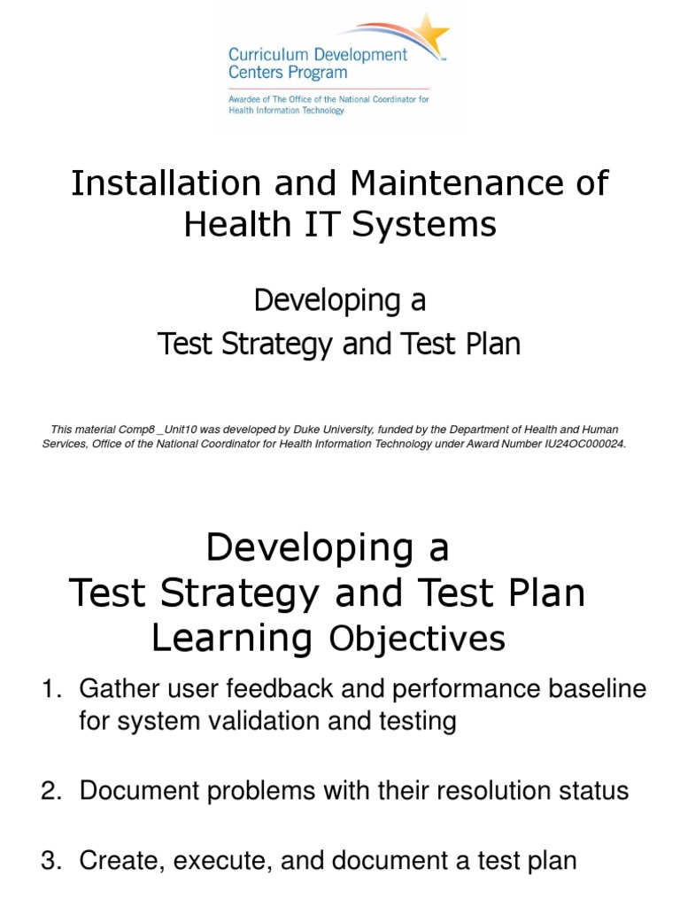 08 - Installation and Maintenance of Health IT Systems - Unit 10 ...